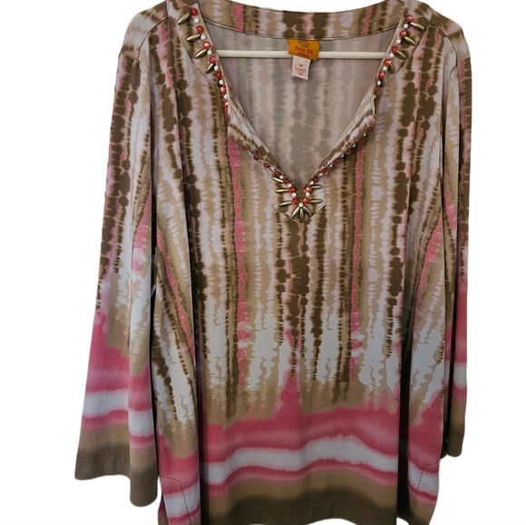 Ruby Rd. | Tops | Ruby Rd Bohemian Womans Top X Pinks And Browns | Poshmark
